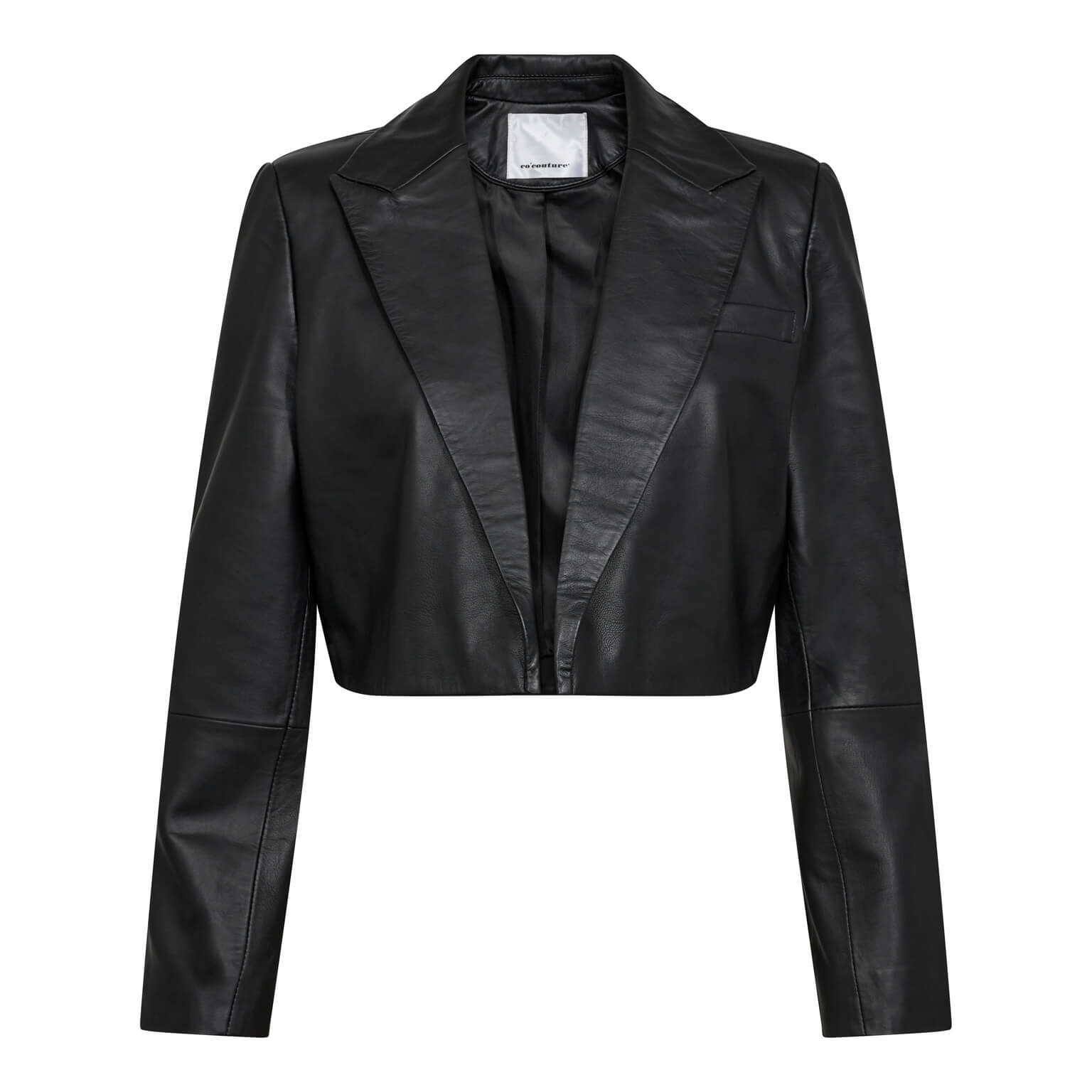 Co'Couture Phoebe Leather Crop Blazer - Black fra - HappyHunting.dk