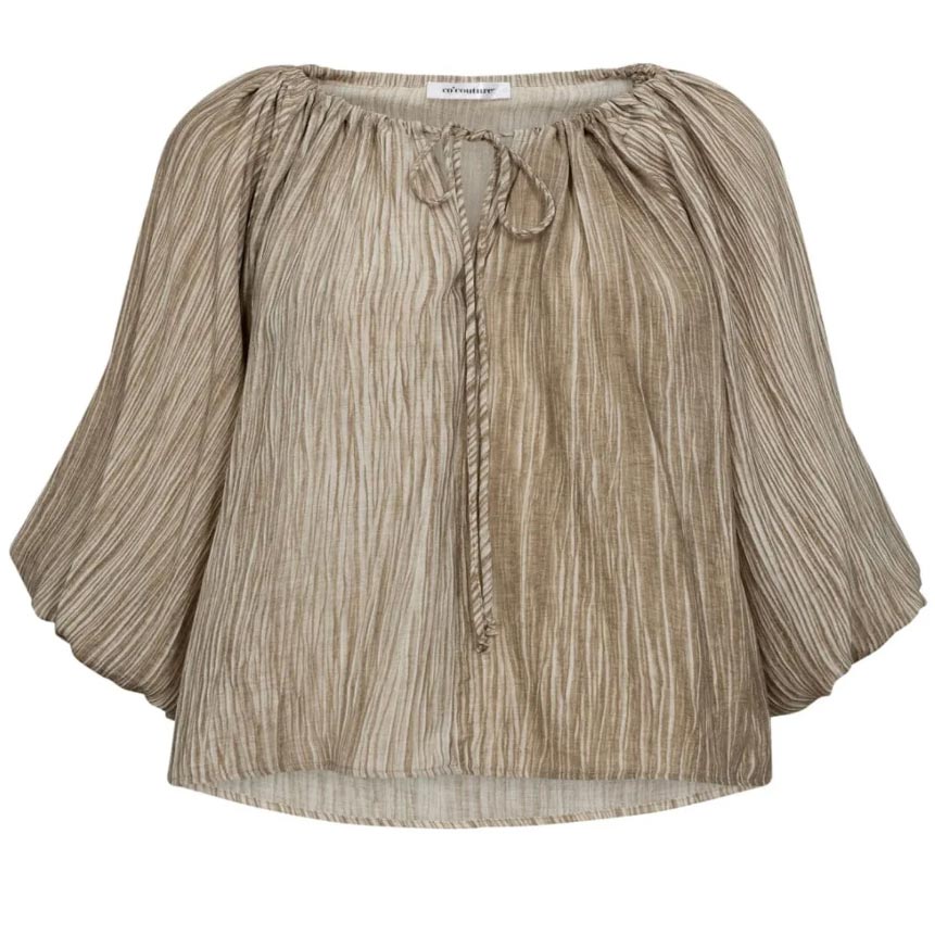 Co'Couture Soft Dye Puff Blouse - Walnut - Happyhunting