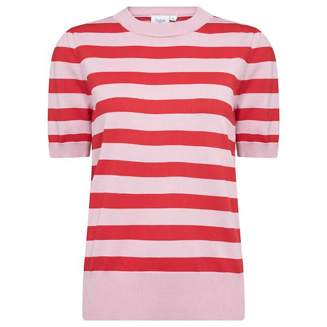 Saint Tropez Mila SS Block Stripe - Pink Flame Block fra - HappyHunting.dk