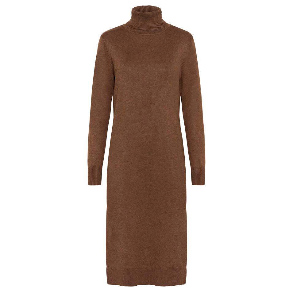 Saint Tropez Mila Roll Neck Long Dress - Fondue Fudge - Happyhunting