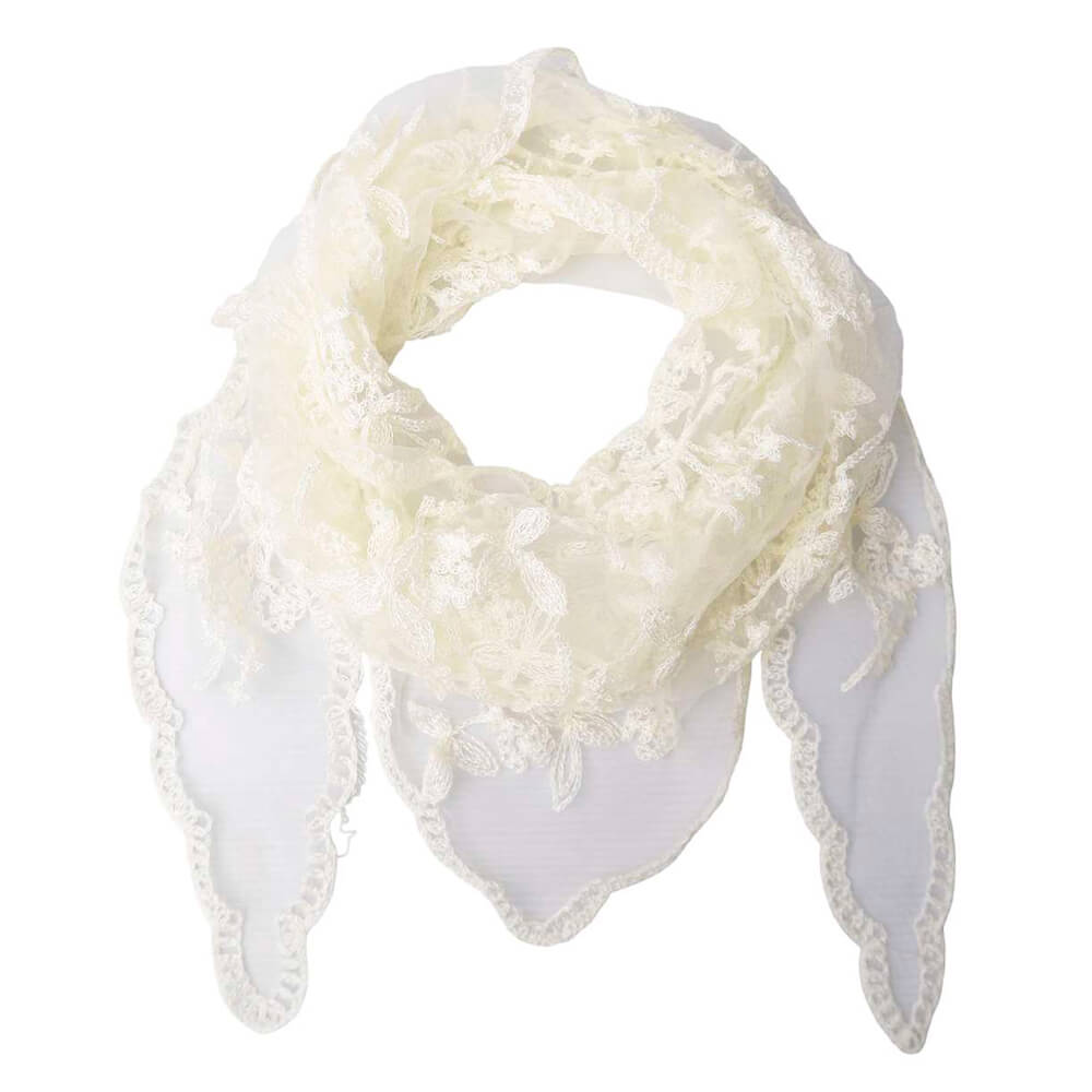 Black Colour Miriana Triangle Lace Scarf - Butter Yellow fra ...